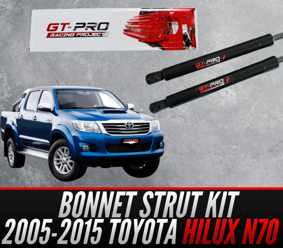 2005 - 2015 Toyota Hilux N70 ( KUN26R ) GT-PRO Bonnet / Hood Strut KIT ...