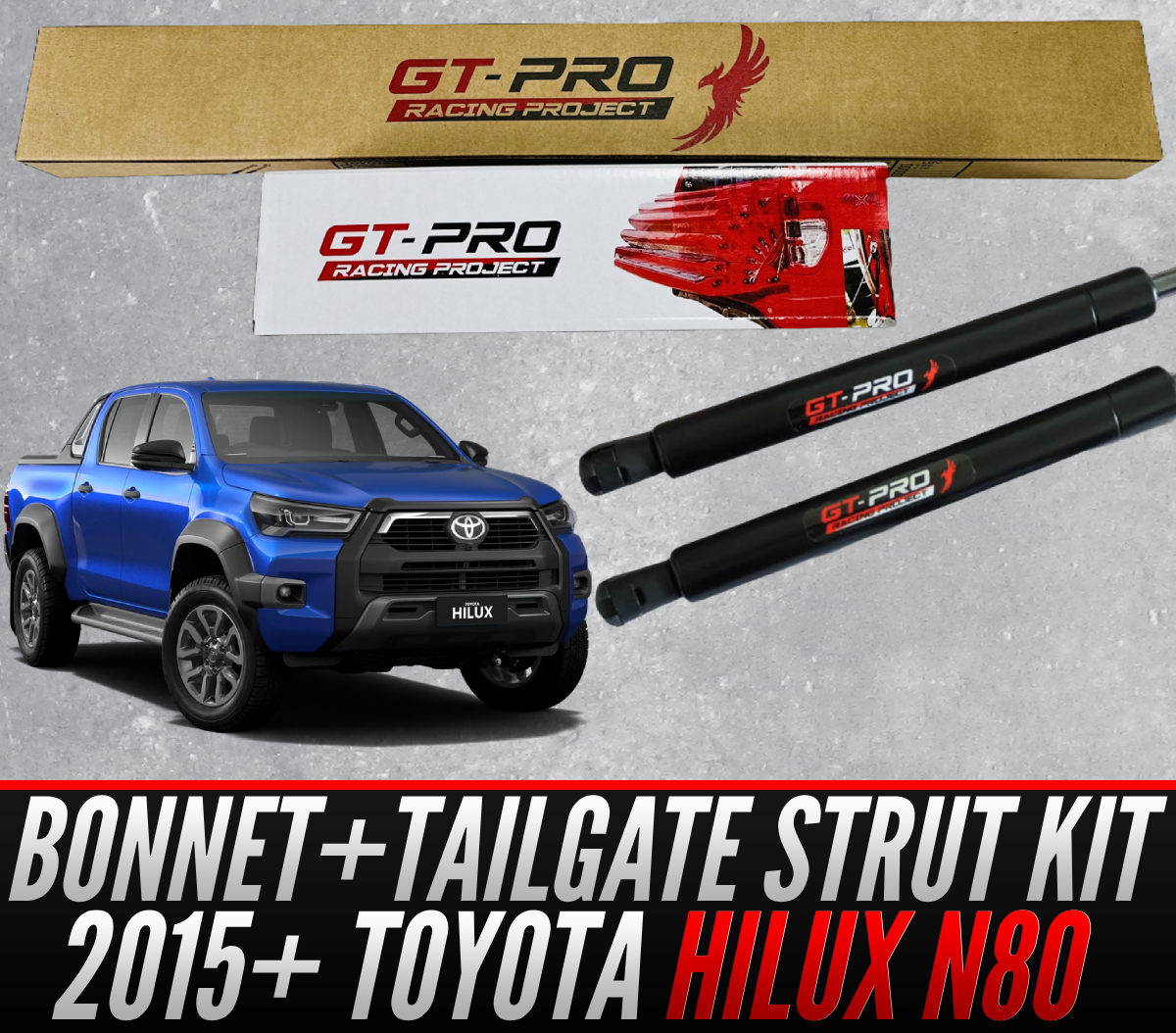 2015+ Toyota Hilux N80 Bonnet + Tailgate Strut KIT - GT-PRO – Alpha ...